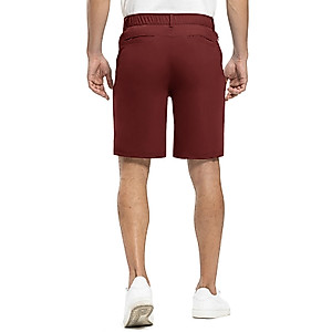 Rdruko Men's Work Shorts Stretch Dry Fit Golf Dress Sports Shorts(Wine Red, US 36)