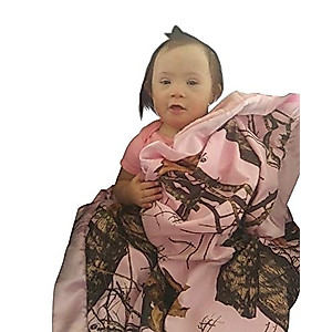 Mossy Oak BU Pink Hunting Camo Baby Blanket, Super Soft Carstens Microfur Back and Satin, Bow, Newborn Pink Camouflage Gift Blanket