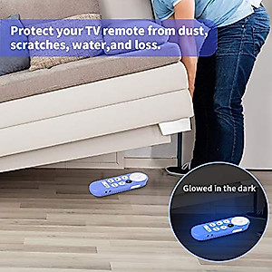 [4Pcs]Protective Case Compatible for Chromecast with Google TV Remote Control, Alquar Shockproof Silicone Skin for Google TV 2020 Voice Remote, Anti-Lost with Loop (red+dark blue+glow blue+glow green)