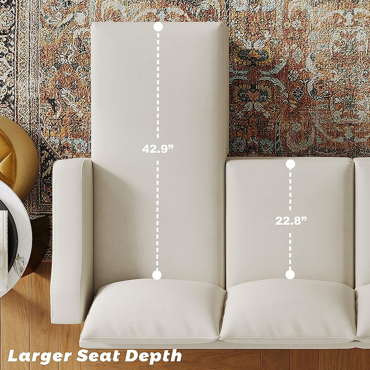 Belffin Velvet Convertible Sectional Sofa L Shaped Couch Reversible Sectional Sofa with Chaise Velvet 4 Seat Sectional Sofa (Beige)…