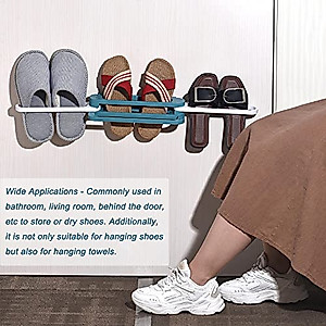 uxcell Folding Slipper Rack 4 in 1 Wall Mounted Hanging Shoes Hanger Organizer Blue 2 Pcs