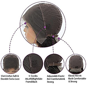 Fazhixiu 13x4 Lace Front Wigs Human Hair Deep Curly Lace Frontal Wigs Glueless Pre Plukced With Baby Hair HD Transparent Unprocessed180% Density Brazilian Virgin Human Hair Wigs Natural Color 20 inch