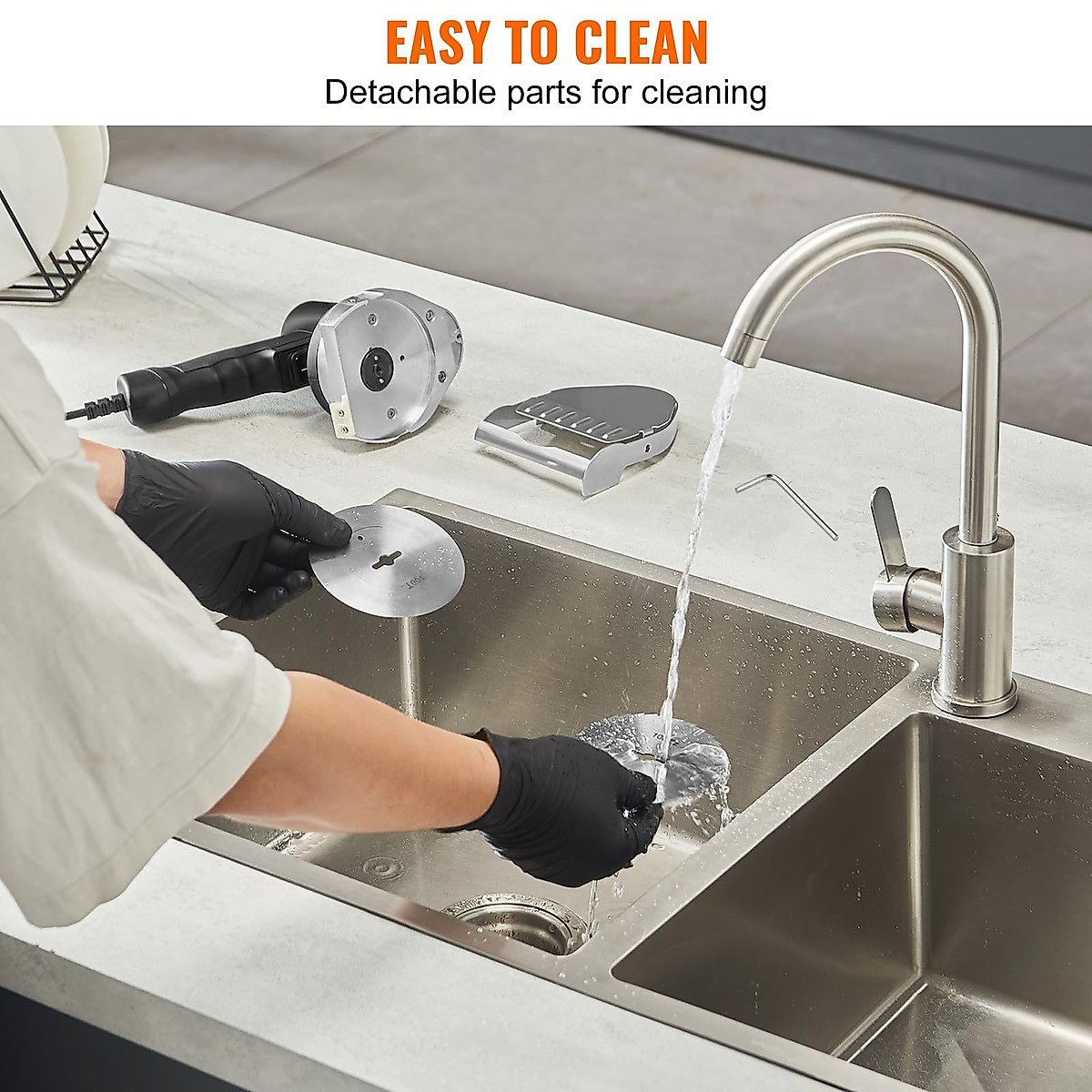 VEVOR Electric Shawarma Knife, 80W Professional Turkish Kebab Knife, Commercial Stainless Steel Gyro Cutter, Doner Kebab Meat Slicer with 2 Blades, Φ4/100mm Blade Diameter, 0-8mm Adjustable Thickness