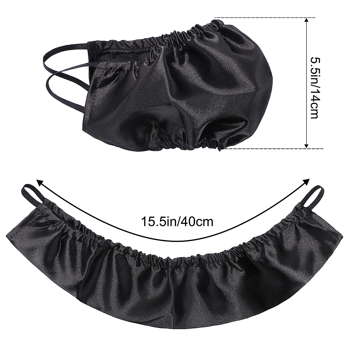 MIKIMIQI Beard Bandana, 2 Pack Men Beard Bib Black Beard Covers Soft Comfortable and Silky Satin Facial Hair Apron Guard Bonnet Rag Man Bedtime Bib Beard Cap Ear Beard Bandana