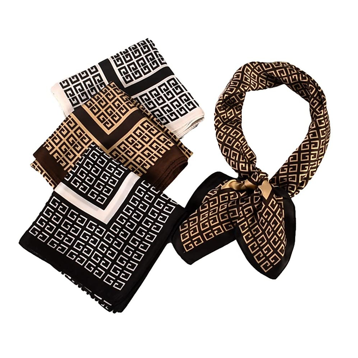 FYLuoke 4 Pcs Satin Head Scarf Hair Scarf Silk Bandana Silk Head Scarf 27.5 Inchs Neck Scarf for Women Girls (Set C)