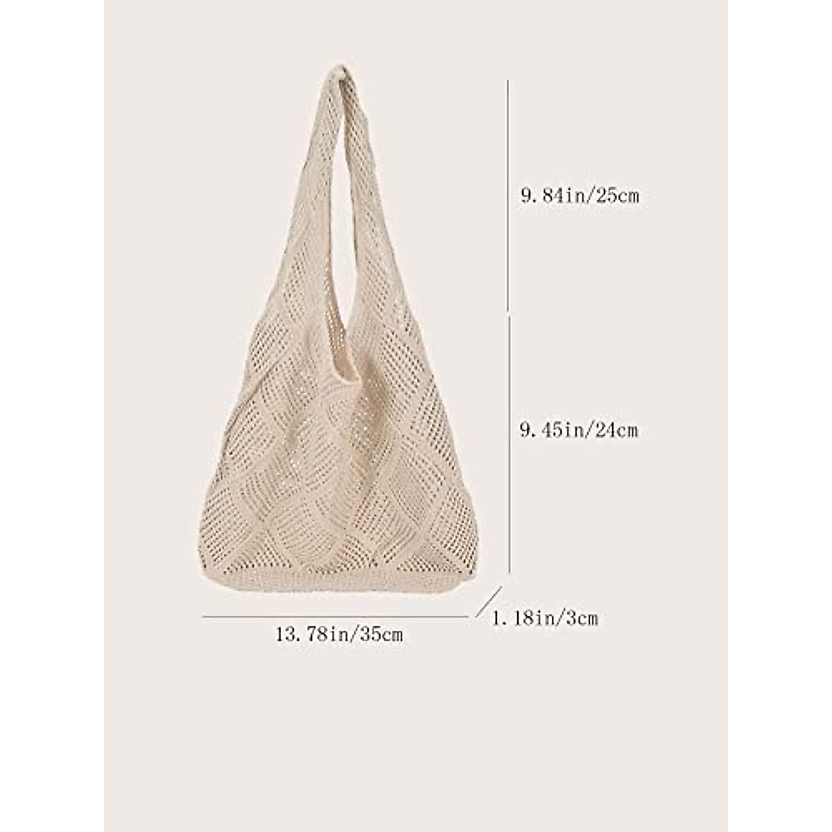 Verdusa Women's Knit Tote Bag Shoulder Handbags Summer Shopping Bags Beige one-size