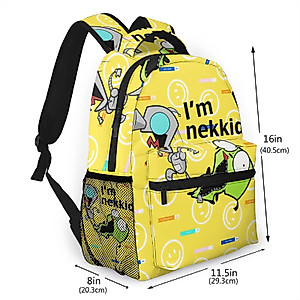 Casual Backpack Invader Cartoon_Zim Unisex High Capacity Students Schoolbag Travel Fashion Shoulders Bag