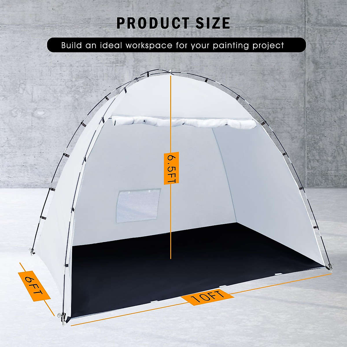 Portable Paint Booth Tent, Siebwin Extra Large 10x6x6.5ft Spray Paint Tent with Built-in Floor & Mesh Screen & Windproof Hooks for Furniture DIY Hobby Tool Spray Paint Shelter