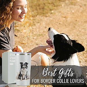 Onebttl Border Collie Gifts for Women/Men, Unique 20oz Border Collie Glitter Tumbler with Lid and Straw, Border Collie Gifts for Birthday, Christmas