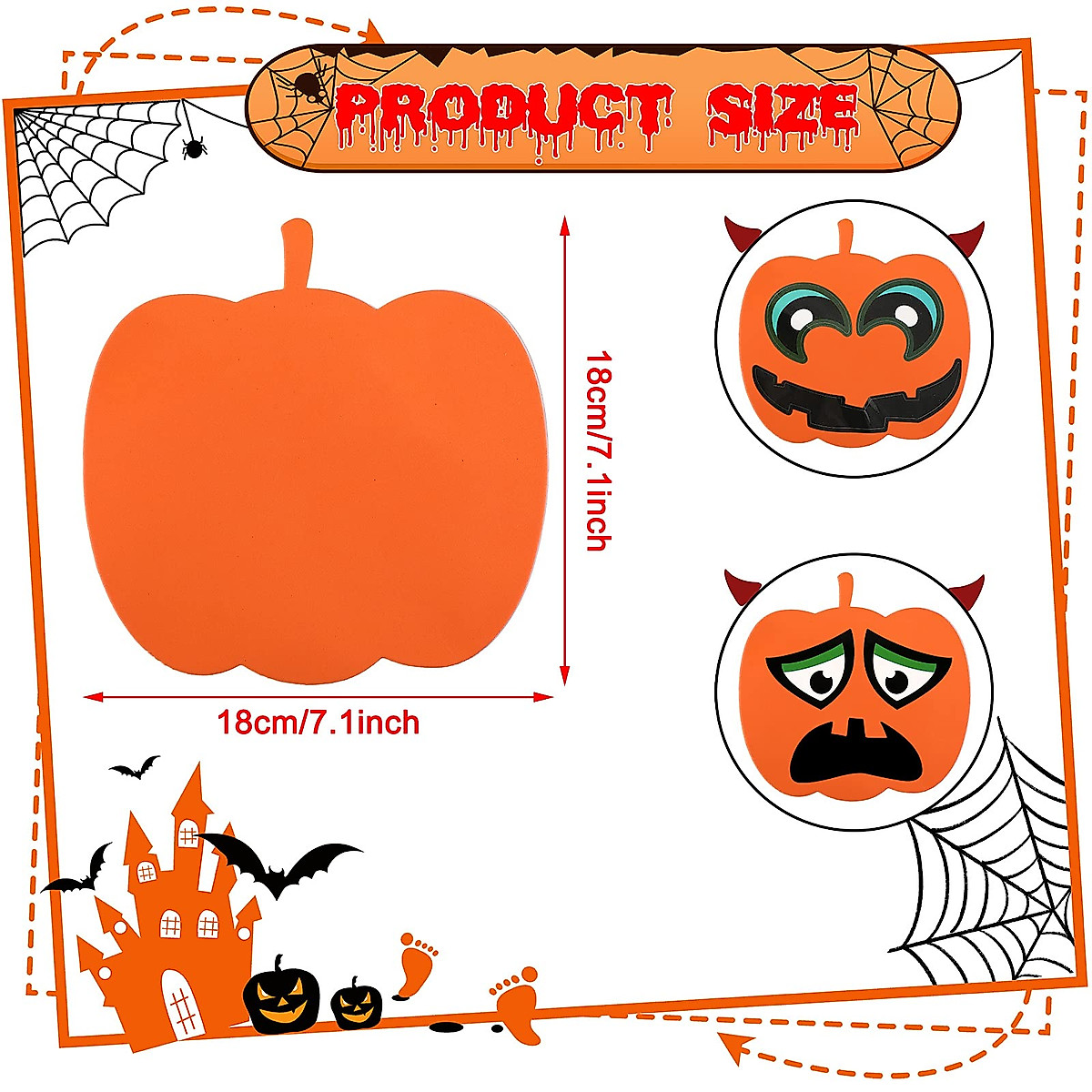 16 Pieces Halloween Foam Craft Kit Halloween Arts Foam Large Pumpkin Foam DIY Pumpkin Decorating and 4 Pieces Halloween Craft Stickers Funny Pumpkin Sticker for Halloween Game Party Favor Decoration