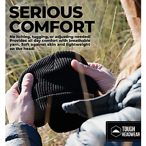 Tough Headwear Beanies for Men & Women - Knit Beanie, Warm & Soft Ribbed Beanie, Daily Knit Hat, Women & Mens Toboggan Hat for Cold Weather Beige