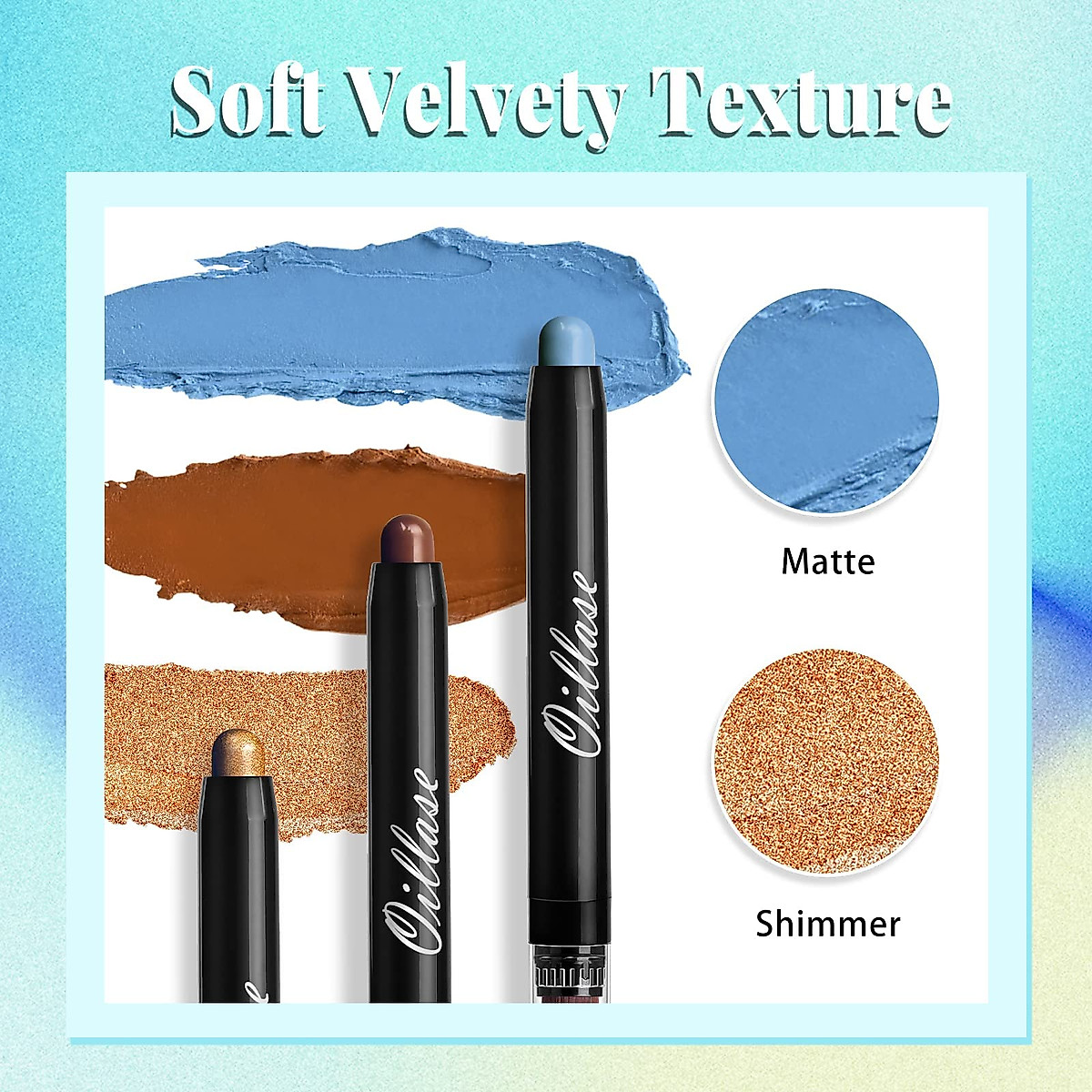 Oillase 12 PCS Eyeshadow Stick Sets with Smudge Proof Eyeshadow Primer Base, Waterproof Glitter Eyeshadow Pen with Soft Brush, Cream Eye Shadow Stick Makeup, Shimmer and Matte Eyeshadow Pencil Crayon