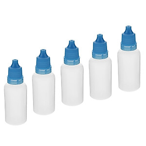 Bettomshin 50Pcs 20ml PE Plastic Squeezable Eye Liquid Dropper Bottles Thin Mouth Lab Reagent Bottle Liquid Sample Seal Sample Storage Translucent Bottle with Blue Cap