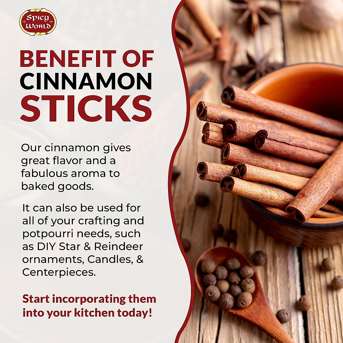 Spicy World Cinnamon Sticks 1.75 Pound Bulk Bag - 150 to 175 Sticks - Strong Aroma, Perfect for Baking, Cooking & Beverages - 3+ Inches Length - Cassia Saigon Cinnamon from Vietnam 28 Oz