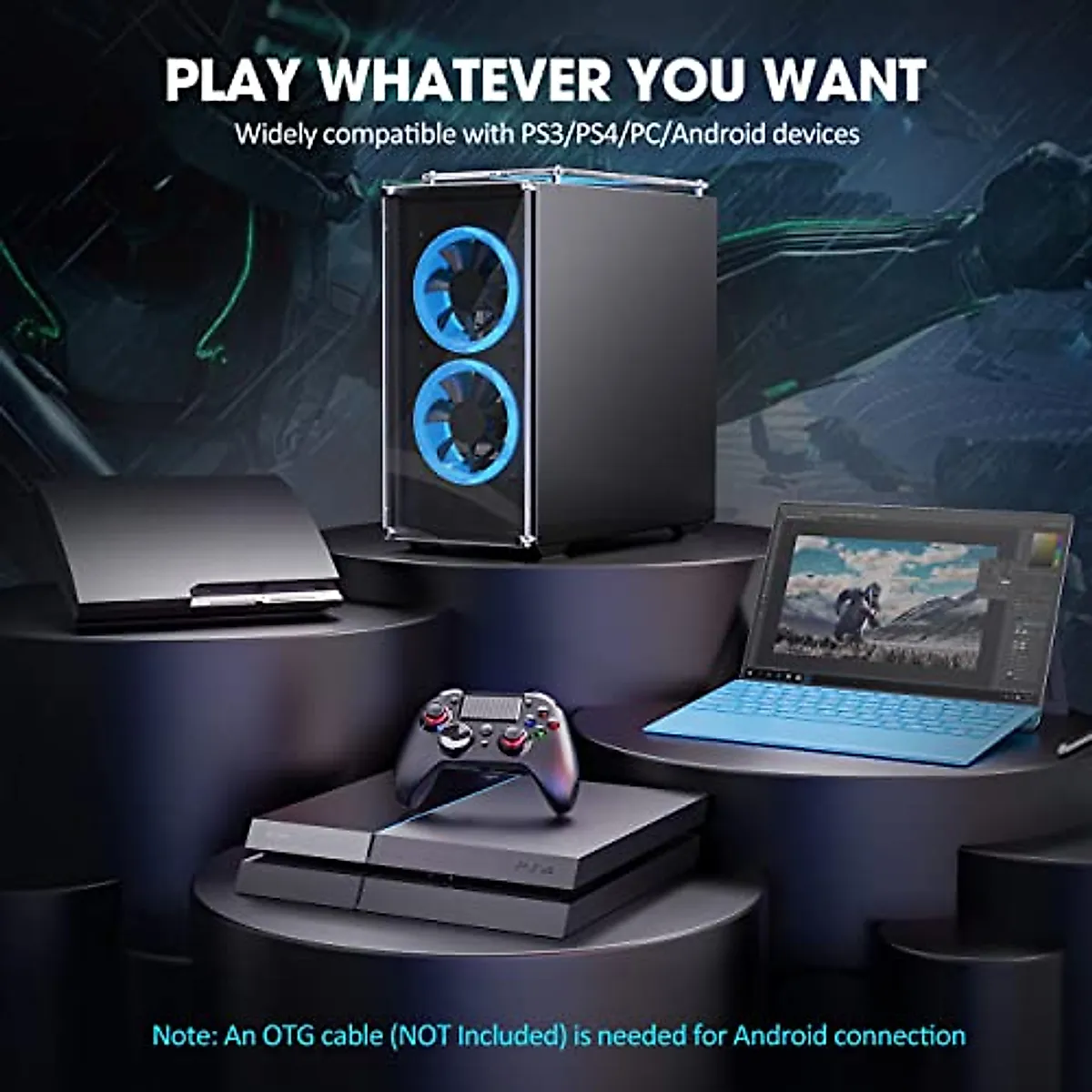 Wireless Controller for PS4, 1300mAh Rechargeable Battery Game Controller for Playstation 4/Pro/Slim, Dual Vibration Game Joystick Controller/Headset Jack/ Six-axis Sensor Compatible with PS4 Console