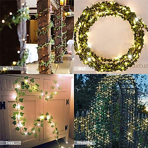 12 Pack Fake Vines for Room Decor with 100 LED String Light Artificial Ivy Garland Hanging Plants Faux Greenery Leaves Bedroom Aesthetic Decor for Home Garden Wall Wedding