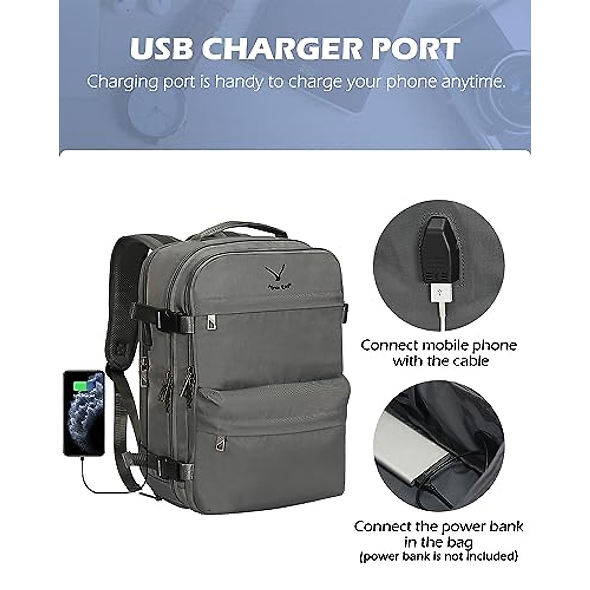 Hynes Eagle 20L Travel Backpack Carry on Backpack Women Men Personal Item Bag for Spirit Airlines Small Nylon Laptop Backpack 14 inches Grey