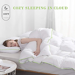 King White Down Comforter with Corner Ties - Baffle Box Design Duvet Insert, Ultra Soft Modal Fabric Shell, 750 Fill Power, Fluffy Cozy Soft (104”X90”, White/Winter Warmth)