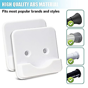 Adhesive Shower Curtain Rod Holders for the Wall | Bathroom Tension Rod Mount brackets | No Drilling | Stick On | 2 Pack, (Shower Curtain Rod Not Included) White Small