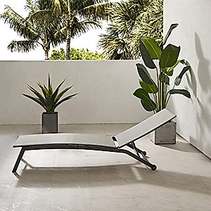 Crosley Furniture CO6310MB-LG Weaver Outdoor Sling Chaise Lounge, Matte Black/Light Gray