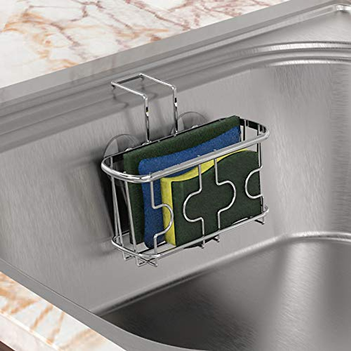 Simple Houseware Kitchen Sink Caddy Organizer for Brush Sponge Holder, Chrome