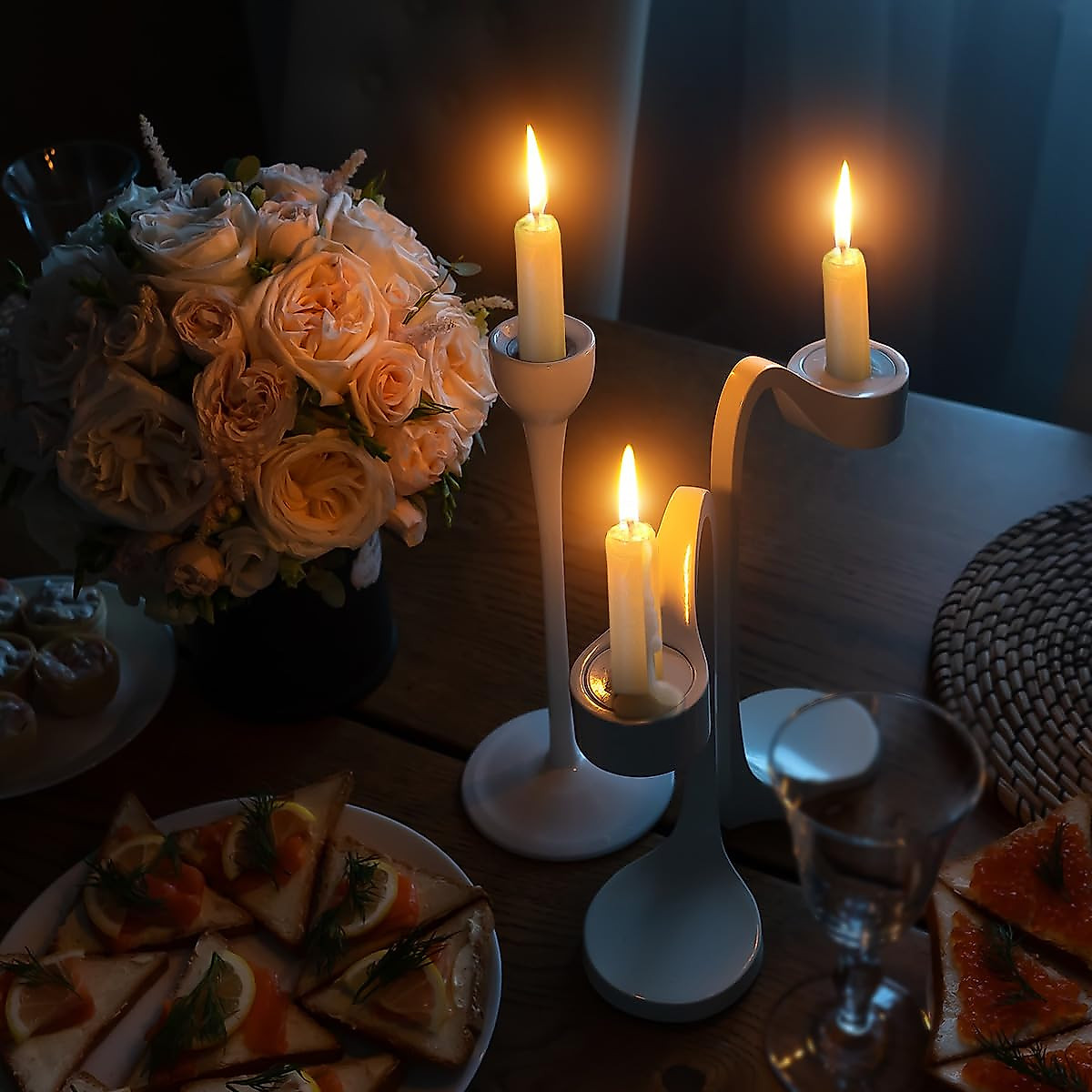 12 Pack 10 Inch Shiny White Dripless Taper Candles, 100% Soy, Non Toxic, for Home Decor, Wedding, Family Gathering, Music Festival, Restaurants, Yoga & Meditation