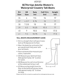 HORZE B Vertigo Amelia Women's Rustic Style Waterproof Leather Country Tall Riding Boots with Side Zip - Dark Brown - 9