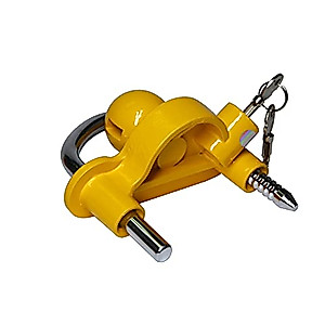 GOHAWKTEQ Universal Coupler Lock Universal Coupler Trailer Hitch Security Lock Adjustable Storage Security Heavy-Duty Steel fits 1-⅞", 2", and 2-5/16" couplers Replaces#72783