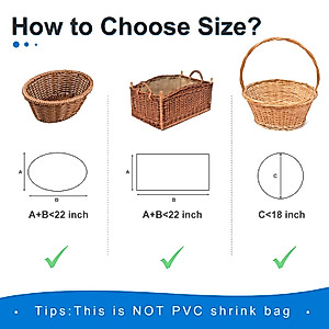 Aubeco 24 x 30 inch 20 Pcs Clear Basket Bags, Large Cellophane Wrap for Baskets, Plastic Bags for Basket