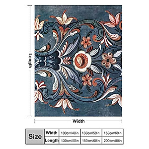 Norwegian Rosemaling Folk Style, Fleece Blanket Ultra-Soft Cozy Plush Blanket Throw Blankets Couch Chair Living Room Air Conditioning Cool Blankets, 50"*60"