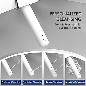 SWISH WEAVERS Smart Bidet Toilet Seat with Wireless Remote and Side Panel, Multiple Spray Modes, Adjustable Heated Seat, Warm Water and Air Dryer, Auto LED Nightlight, White