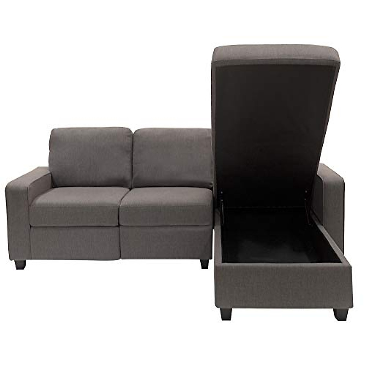 Serta Palisades Reclining Sectional Sofa with Right Storage Chaise, Small Couch with Built-In Storage, Low-Maintenance & Family-Friendly Fabric, Gray