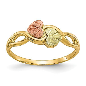 10K Tri Color Black Hills Gold Flower Ring Size 6