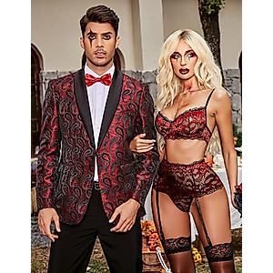 Avidlove Lingerie For Women High Waisted Lingerie Set with Garter Underwire Push Up Bra and Panty Sets(Red,M)