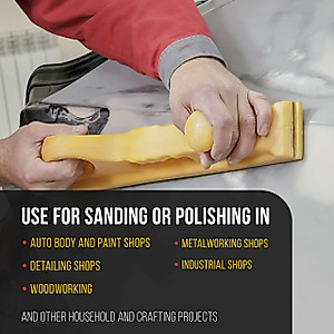 Dura-Gold Pro Series Rigid Longboard Hand Sanding File Block with Both Hook & Loop Backing and PSA Backing Conversion Adapter Pad - For Continuous Rolls or 16-1/2" x 2-3/4" Sandpaper Sheets, Auto Wood