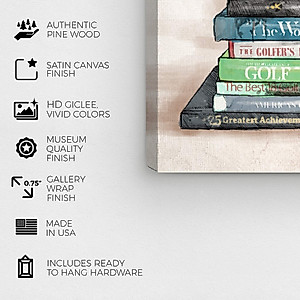 Wynwood Studio Fashion and Glam Wall Art Canvas Prints 'Golf Books' Home Décor, 20 in x 20 in, Green, Brown
