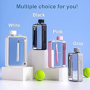 MoChic Flat Water Bottle Travel Flask Portable Travel Mug BPA Free A5 Water Bottle for Sports Camping Gym Fitness Outdoor 13oz Fit in Any Bag (Pink)…