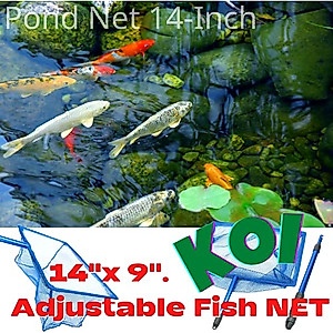 14"x 9" Koi Adjustable Fish NET Handle 30~54cm Aluminum Fishing Pond Aquarium
