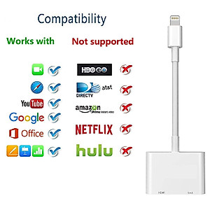 Wahbite iPhone to HDMI Adapter, Lightning to HDMI Cord for iPhone 12/11/XS/XR/X/8/7/SE iPad to HD TV/Monitor/Projector