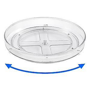 LEEYUBAY Lazy Susan Organizer Plastic Clear Lazy Susan Turntable for Cabinet 9.2" Round Rotating Spice Rack Cosmetic Makeup Organizers for Kitchen Vanity Countertop Fridge Bathroom (9.2 Inch - 1 Tier)