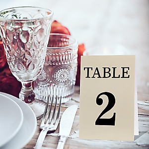 Gilprop 22 Pcs Wedding Table Numbers 1-20 Double Sided Ivory Table Numbers for Wedding Reception 4 x 6 Inch Khaki Head Table and Cake Table Number Cards for Seating Reserved Party Restaurant