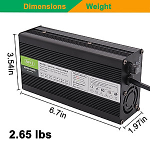 84V 5A Li-ion Battery Smart Charger for 20S 72V Li-ion Battery Black Aluminum Case with Cooling Fan (GX16 1+ 3- Plug)