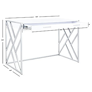 Safavieh Home Office Elaine Modern White and Silver 1-drawer Desk