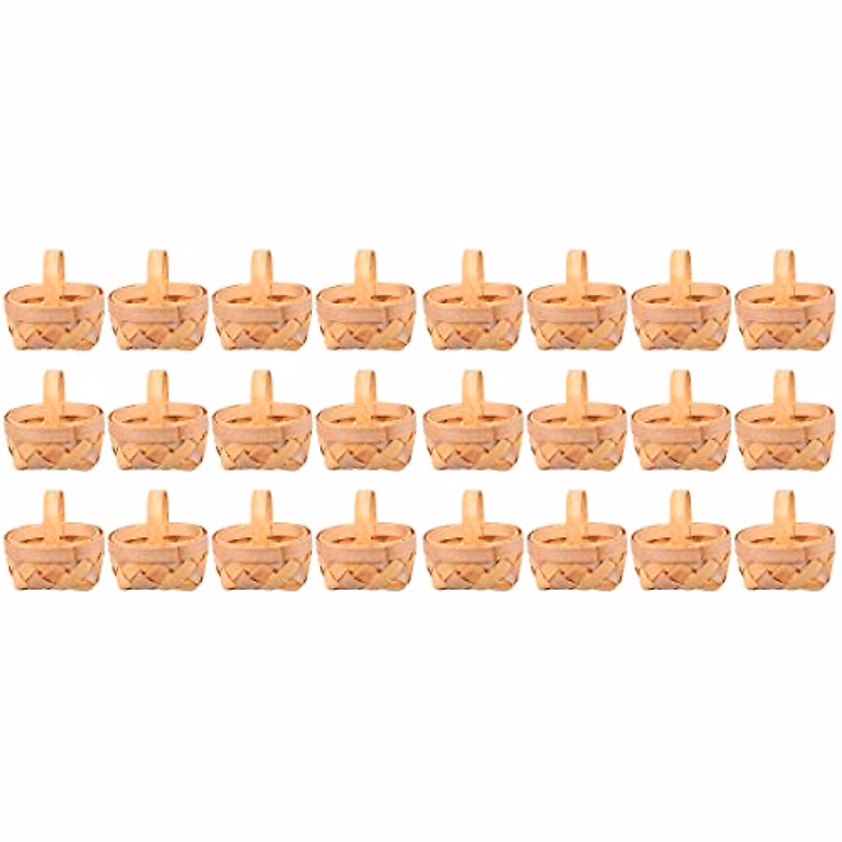 YARNOW 24 Pcs Mini Picnic Basket with Handle, Mini Woven Baskets with Handles, Wedding Candy Gift Baskets with Handles for Party Crafts Favors Farmhouse Decor (2.4 X 2 Inch)