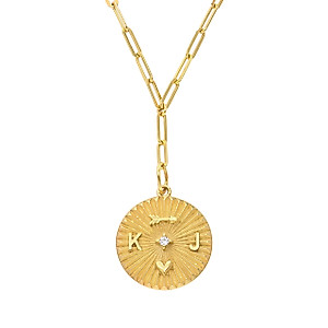 Oak & Luna - Personalized Tyra Medallion Collection with Diamond Option - Designer Gift for Her, Women, Wife - Luxury Jewelry for Mother's Day, Christmas, Anniversary (Initial Medallion - Gold Vermeil, With Diamond)