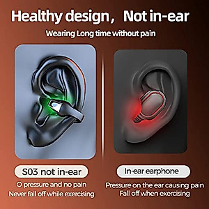 BINGONE Wireless Ear Clip Bone Conduction Headphones, Mini Bone Conduction Headphones, Bluetooth Wireless Headset, Open Ear Headphones Bluetooth for Cycling Driving Running (Black Digital Display)