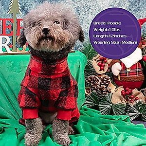 cyeollo Dog Pajamas Thermal Warm Dog Pjs Onesie Red Buffalo Dog Clothes Doggie Small Medium Dog Pajamas Outfits for Winter Cold Weather