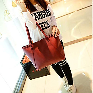 WUAI Women's Fashion Leather Top Messenger Bag Hobo Handbag Shoulder Bag Tote PU Purse Satchel Bag for Work Shopping Wine