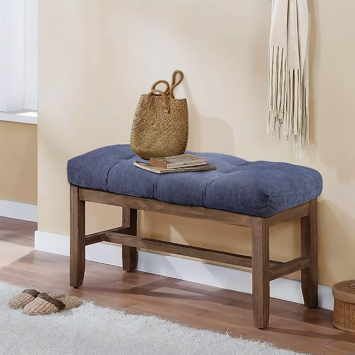 ENTROPOWER Custom Size Bench Cushions for Indoor Outdoor Non-Slip Tufted, Chair Cushion, Piano Seat Pads, Patio Sofa Water-Resistant Cushion, Made of High Density Sponge Comfortable and Durable