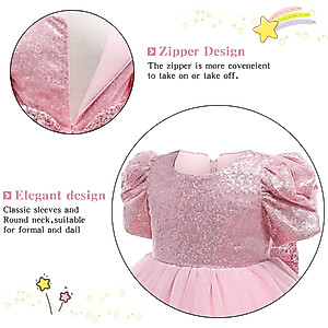 LZH Baby Girl Dress Sequined Bowknot Baptism Dresses for Baby Girls with Headwear Pageant Wedding Bridesmaid Party Pure White